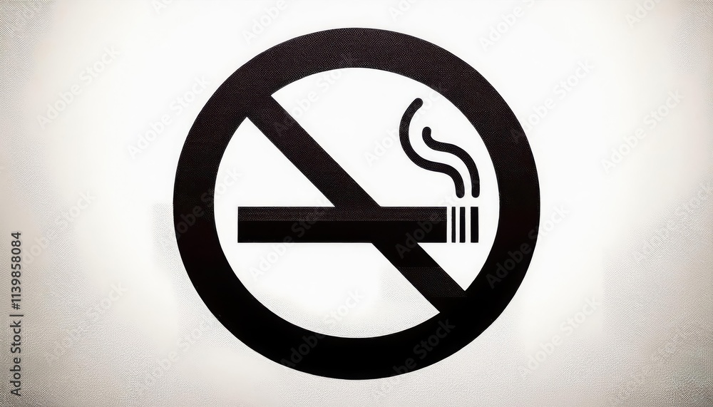 Universal "No Smoking" Symbol with Cigarette and Smoke Behind Black ...