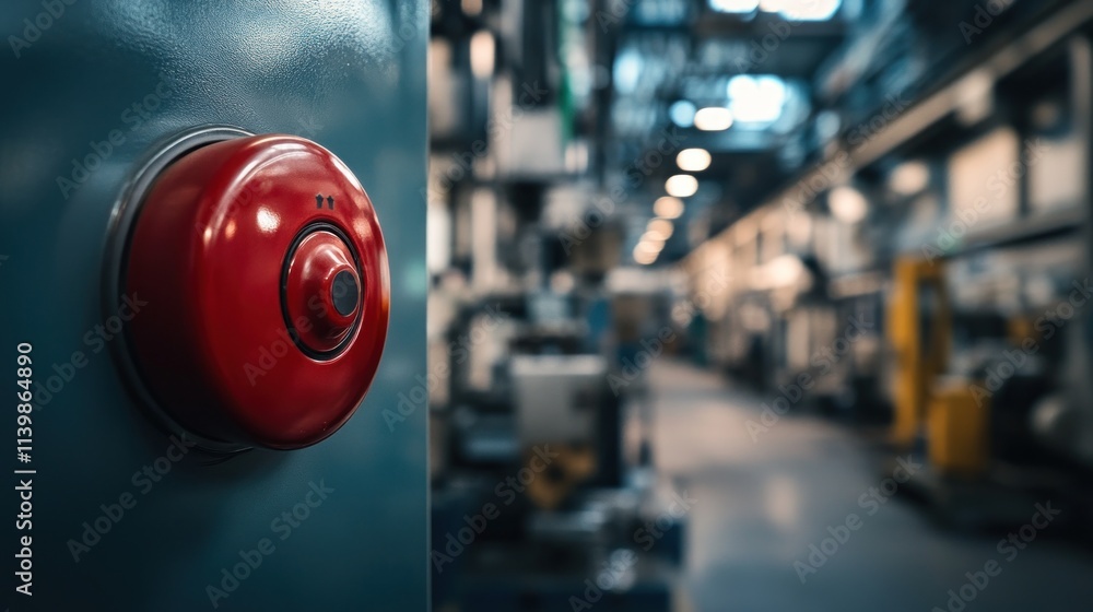 Red emergency alarm bell in industrial factory. Stock Illustration ...