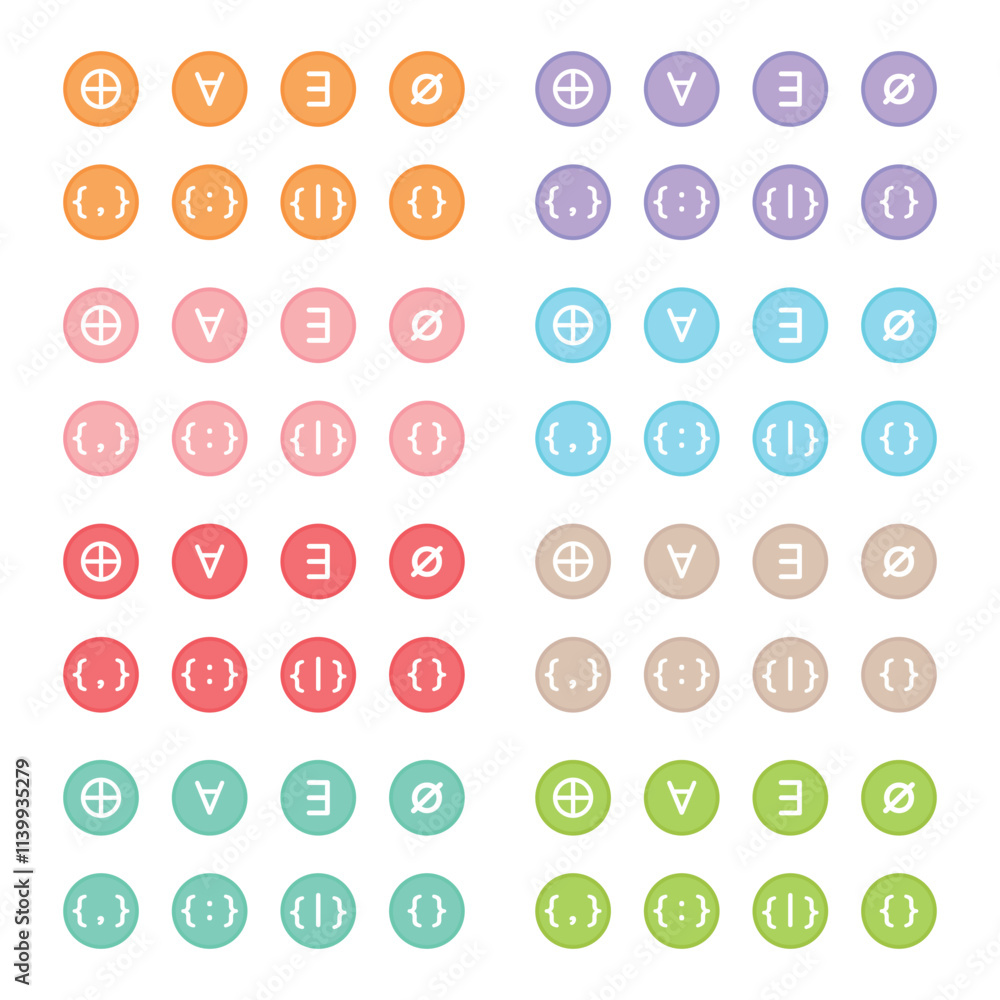 Mathematical symbols vector illustration on white background. Empty set ...