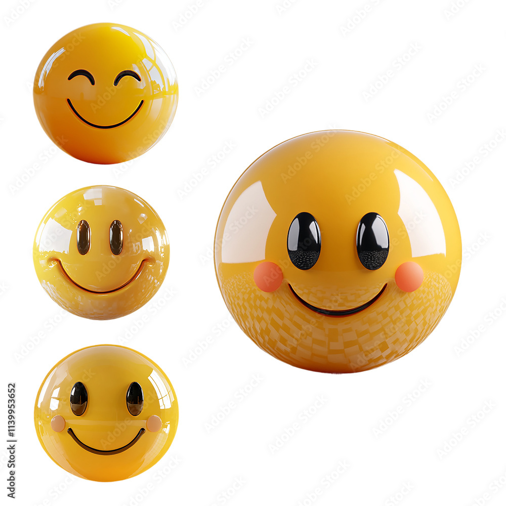 Yellow Smiley Face Emoji isolated on transparent background Stock Photo ...