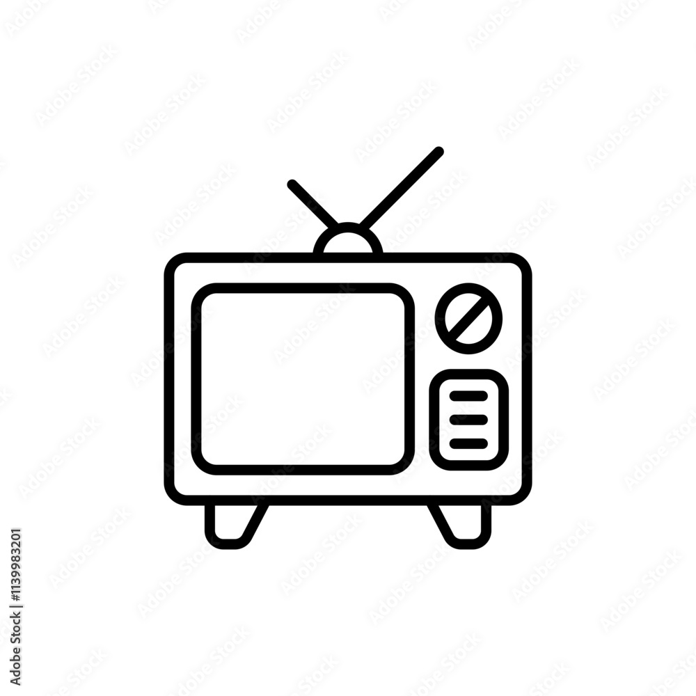 Retro tv outline icons, minimalist vector illustration ,simple ...
