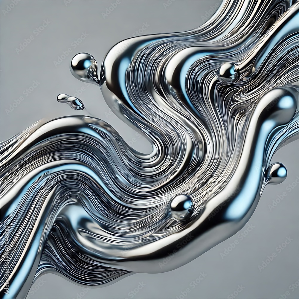 Abstract Silver Liquid Metal Design Stock Illustration | Adobe Stock