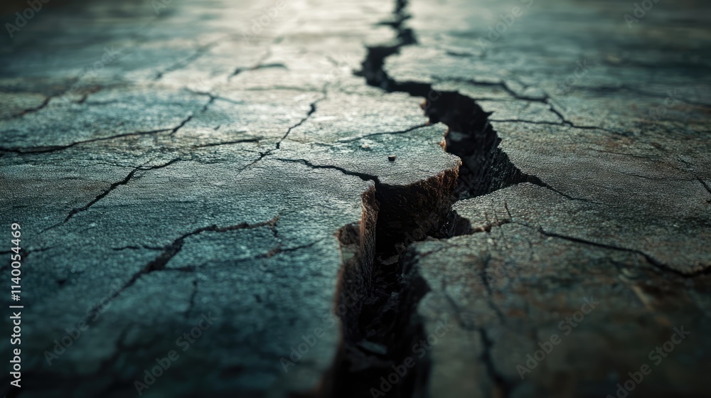 Cracked Ground Surface with Detailed Texture Conveys Deterioration and ...