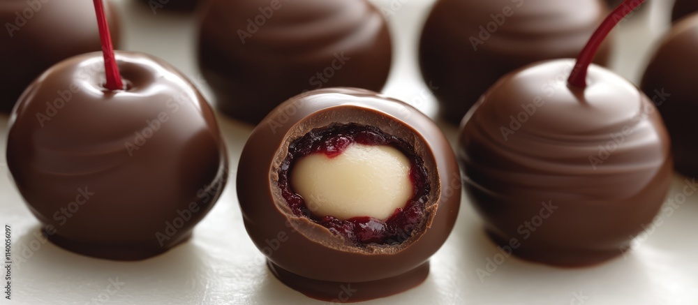 Chocolate covered cherries showcasing rich creamy filling and vibrant ...