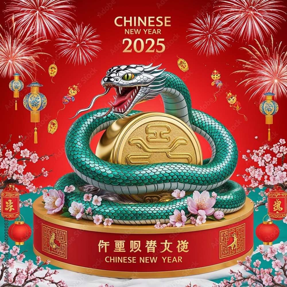 Ilustración de Stock Nouvel An Chinois 2025 - Année du Serpent ...