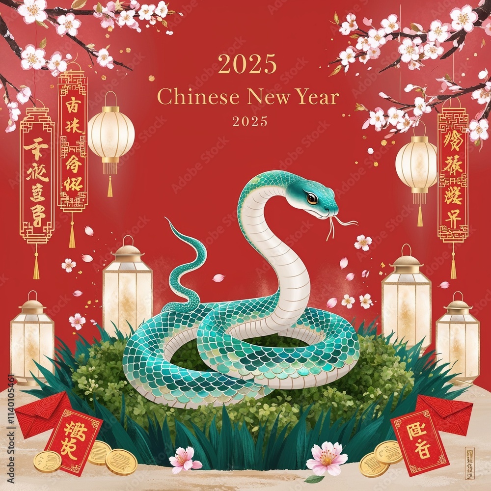 Ilustración de Stock Nouvel An Chinois 2025 - Année du Serpent ...