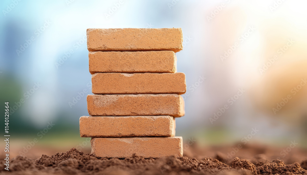 solid stack of bricks representing strength and foundation in ...
