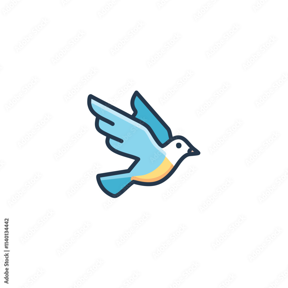 Flying bird icon. Blue bird in flight, symbolizing freedom, peace, hope ...