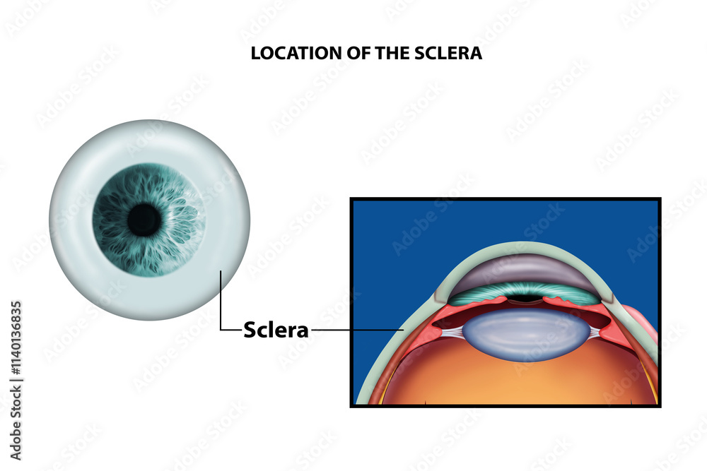 Location of the Sclera Anatomy illustration Stock Illustration | Adobe ...