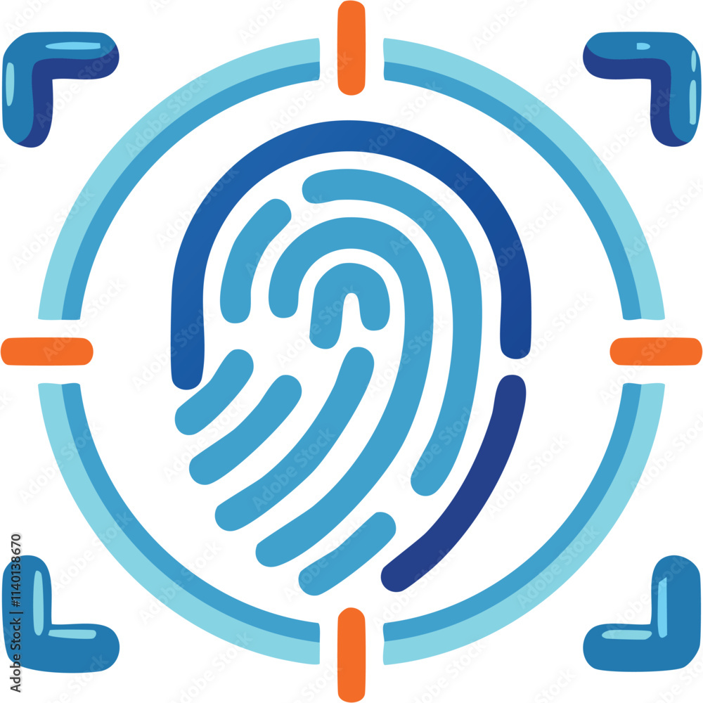 Fingerprint identity scan. Secure access symbol; biometric ...