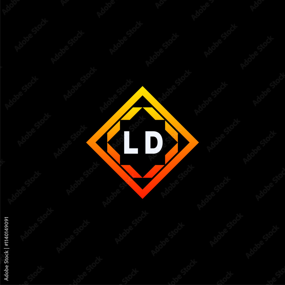 LD initials dynamic geometric logo design features a bold lettering ...