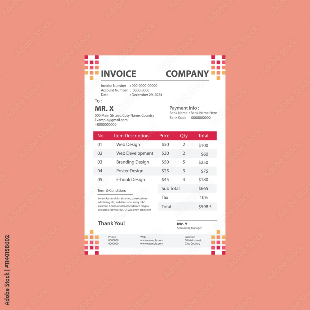invoice bill template payment slip paper quotation receipt voucher ...