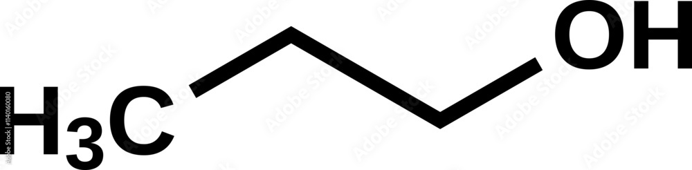 1-Propanol structural formula, propyl alcohol Stock Vector | Adobe Stock