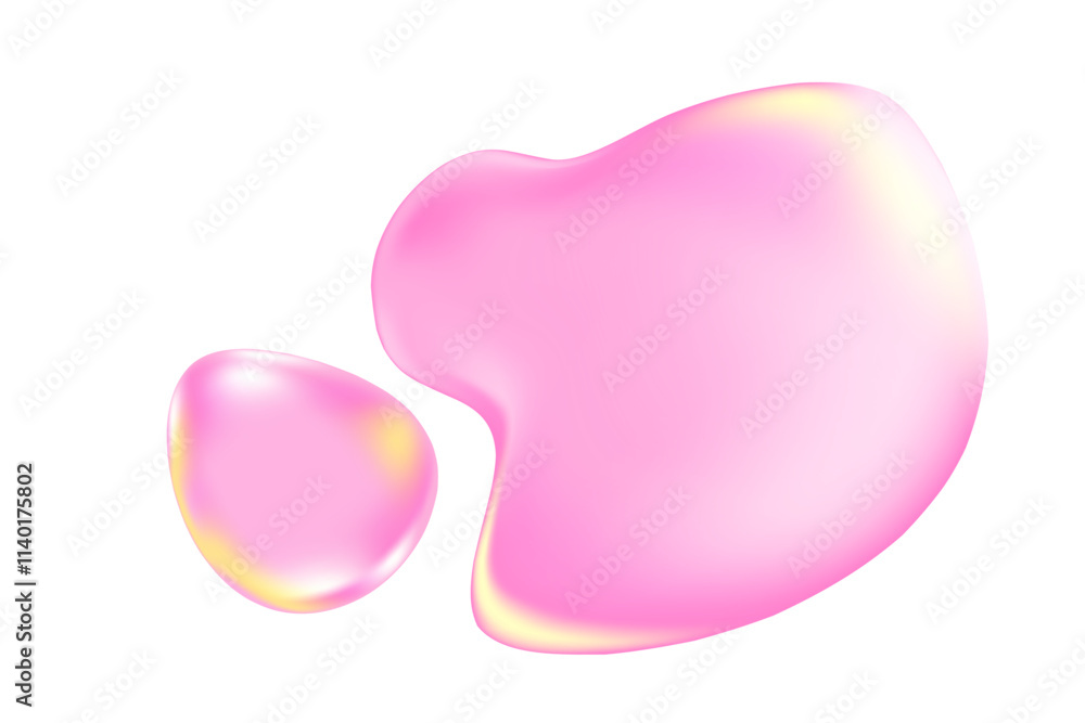 Liquid cosmetic clear gel or serum texture pink oil swatch isolated ...