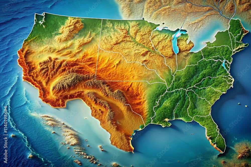 3D Topographic Map of Texas: Detailed Elevation Data & Geographic ...