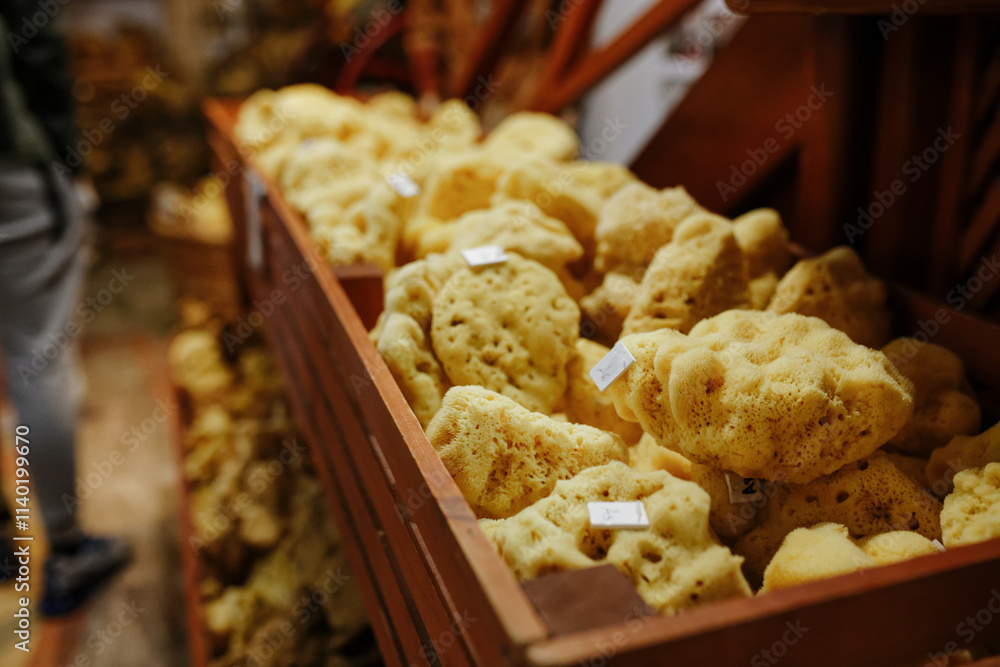 Natural sponge store, island of Kos in Greece, souvenirs from Greece ...