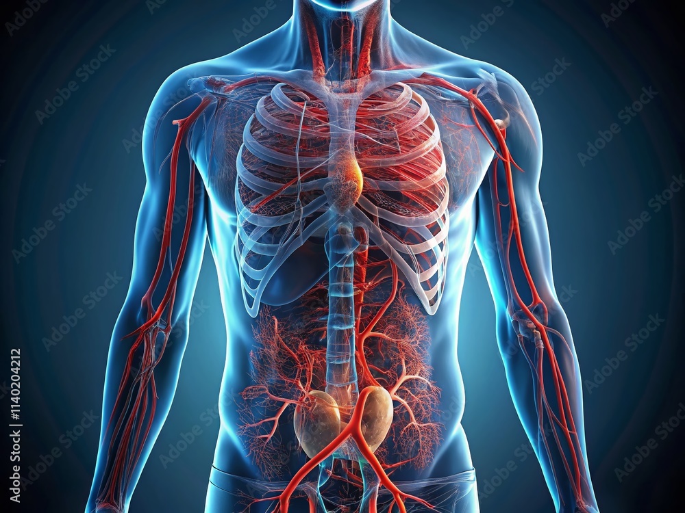 Abdominal Artery Anatomy Double Exposure: Medical Illustration, Human ...