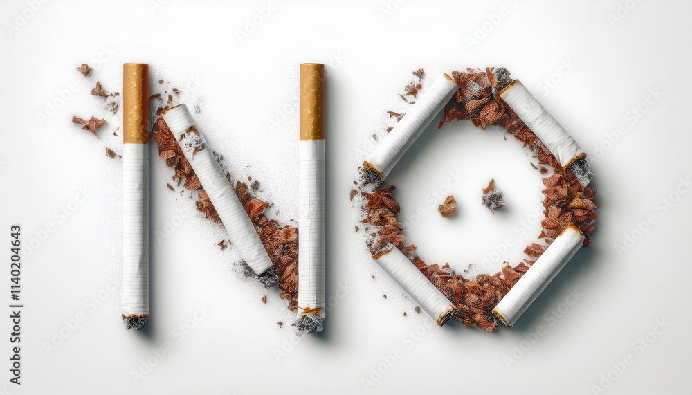 Anti-Smoking Concept. Broken Cigarettes Forming the Word 'NO' as a ...
