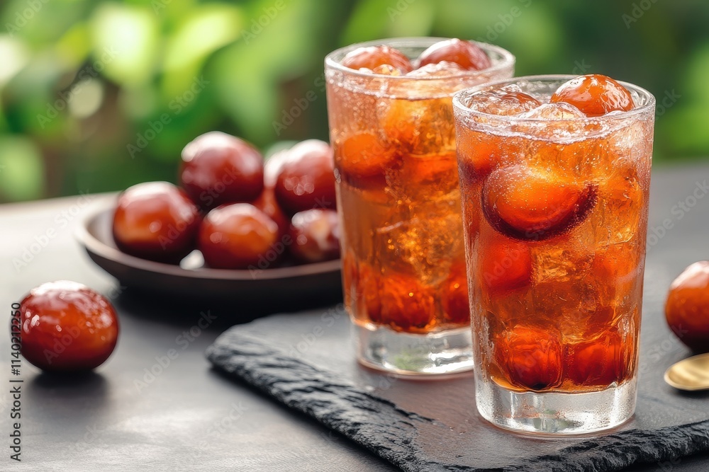 Iced jujube tea a traditional Korean beverage Stock Photo | Adobe Stock