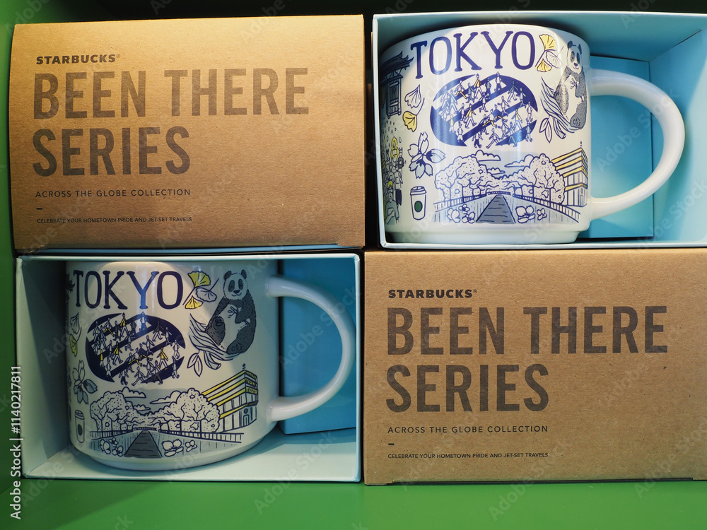 TOKYO, JAPAN - December 17, 2024: Starbucks mugs with Tokyo designs in ...