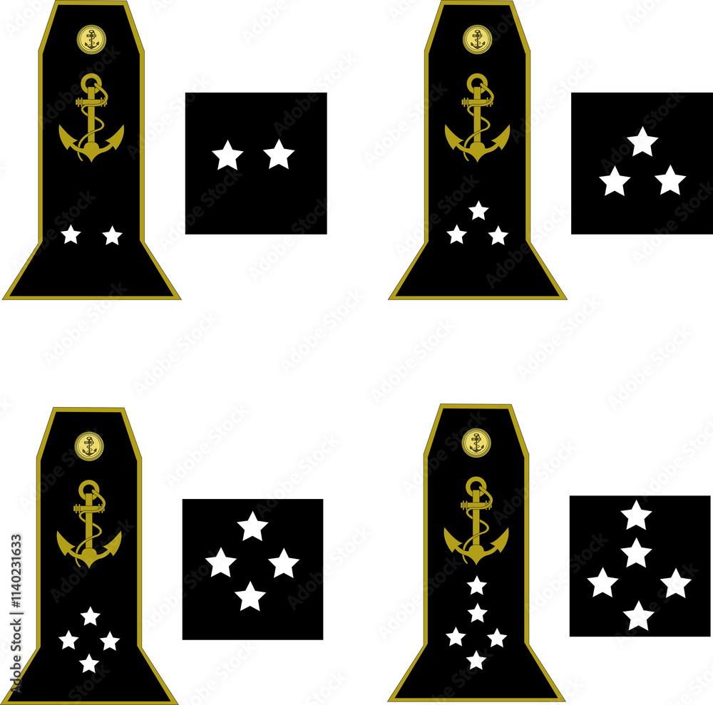 Ensemble des galons de l'armée de la marine nationale française des ...