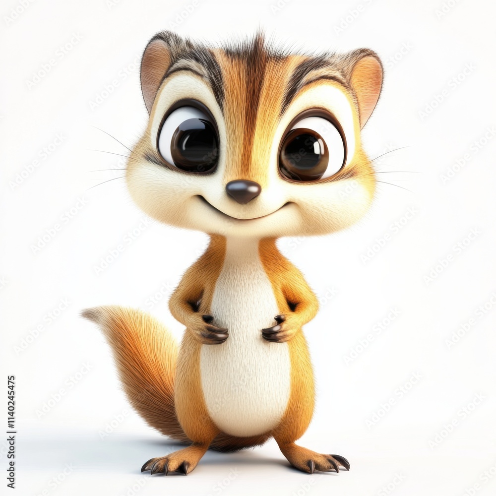 Cute numbat cartoon character, 3D rendered, white background, playful ...