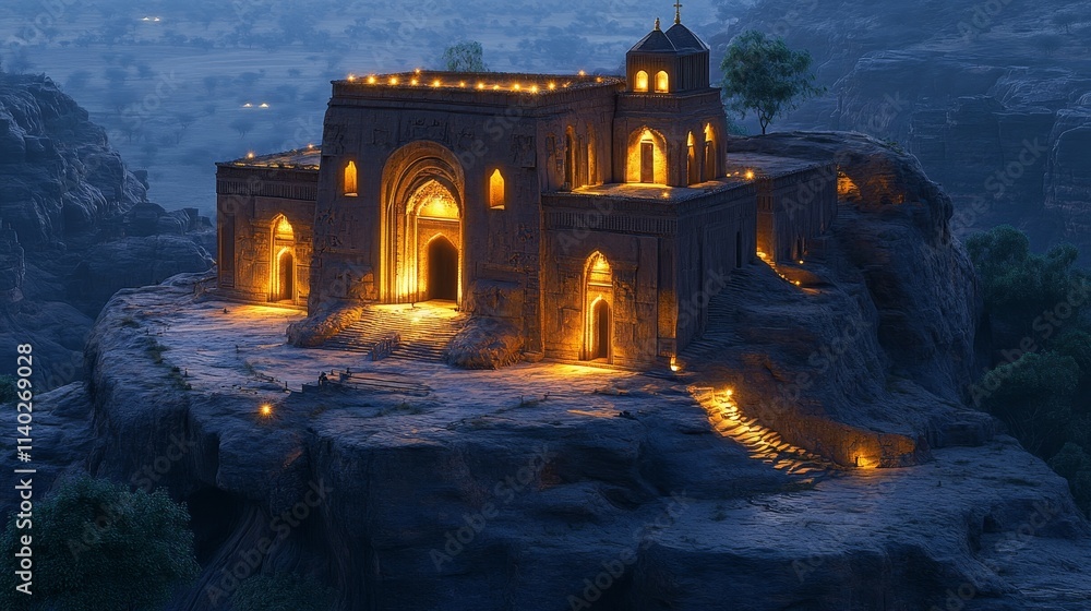 Illuminated Ethiopian Rock-Hewn Churches in Futuristic Desert Setting ...