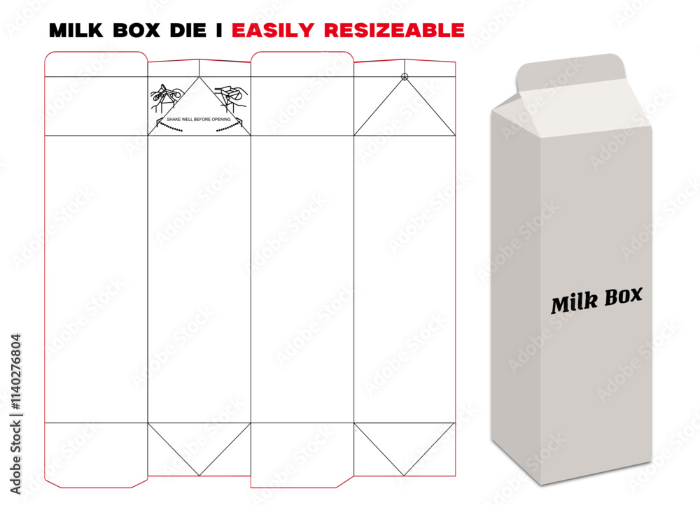 Vector de Stock Cartoon Milk Box Diecut Paper carton milk box, juice or ...