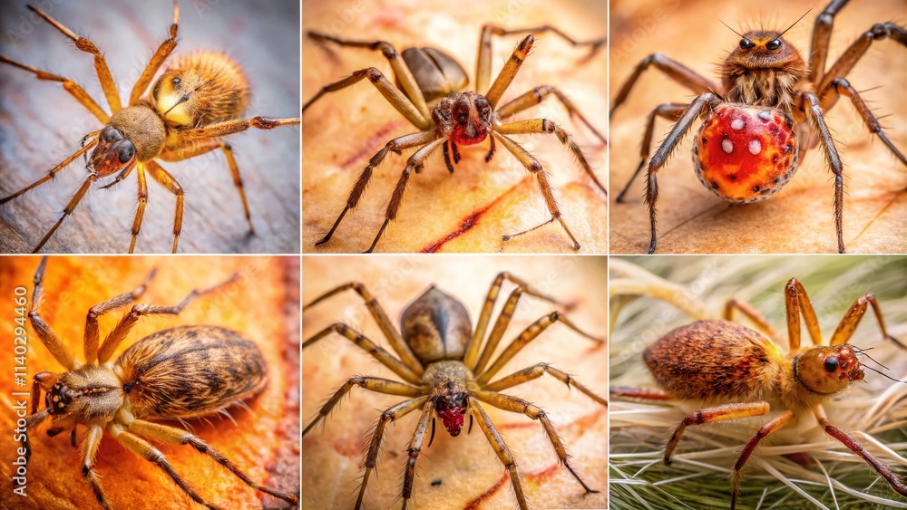 Brown Recluse Spider Bites: Close-Up Macro Photography of Venomous ...