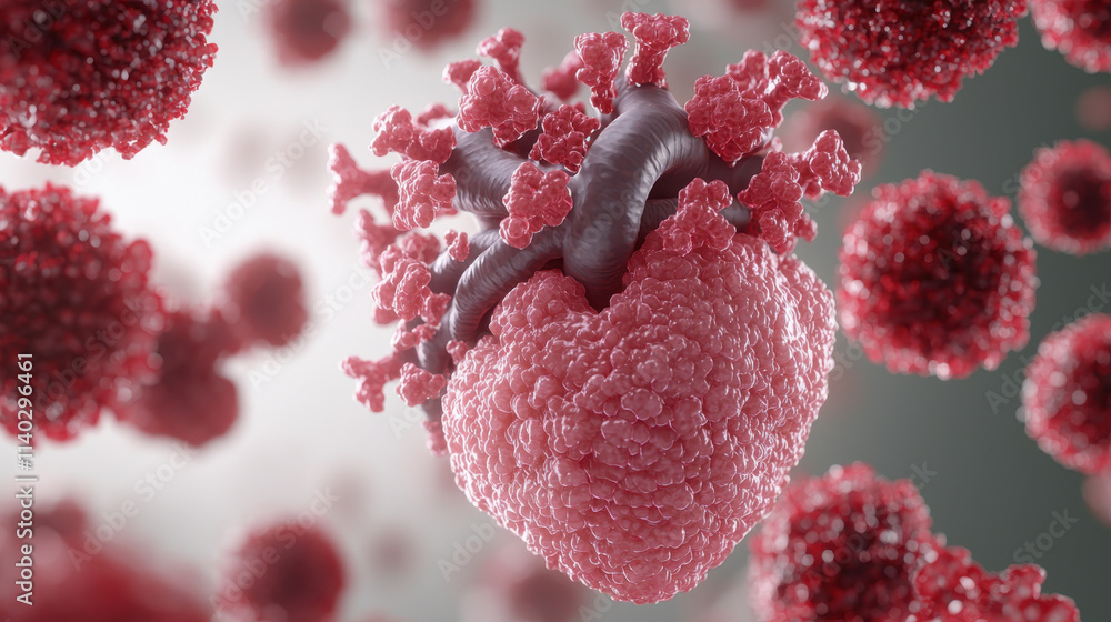 Obesity Chronic concept. 3D visualization of fat cells forming barrier ...