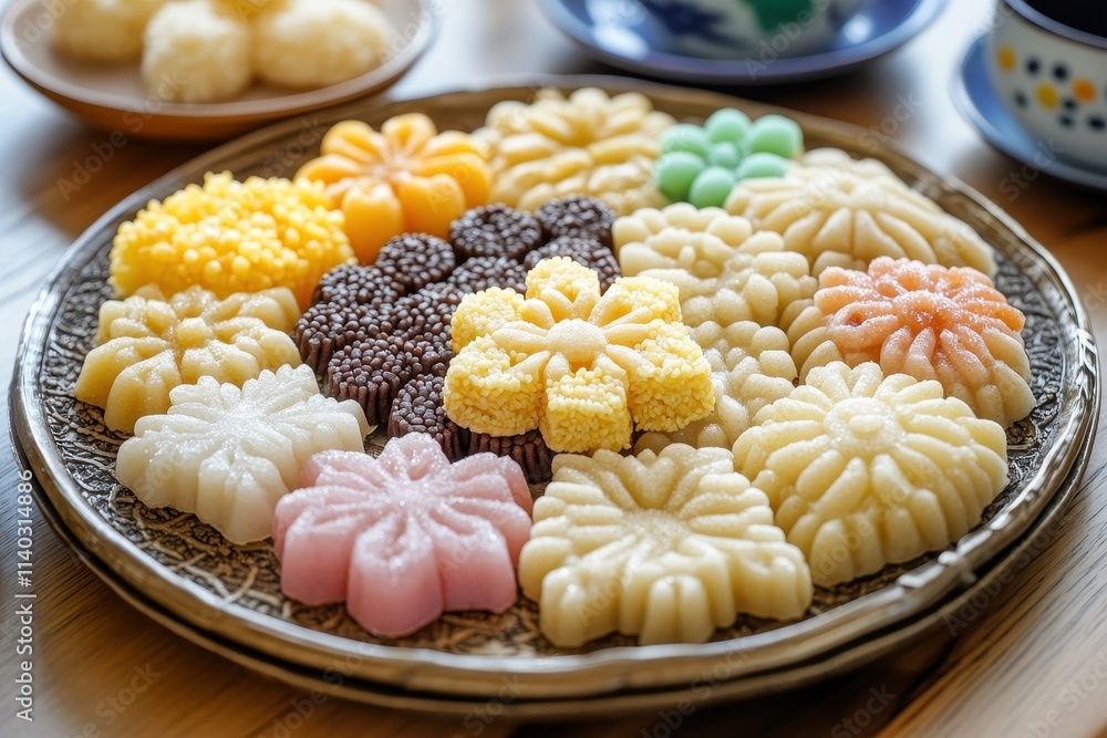 Korean confectionery Yaksik Gangjeong puffed rice candy yugwa Stock ...