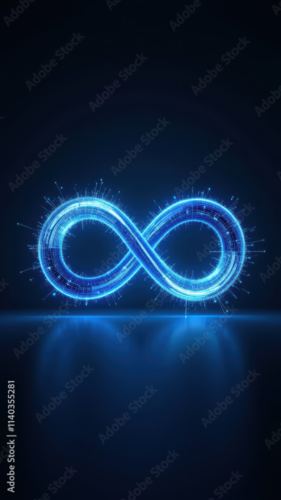 The image features a futuristic design with a blue infinity symbol that represents continuous ...