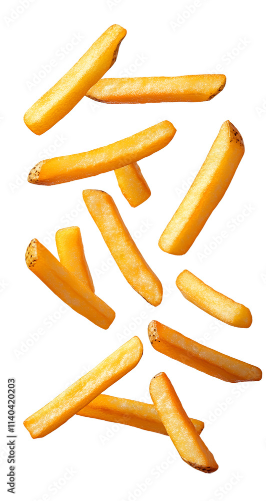 Crispy french fries falling in mid air png isolated on transparent ...