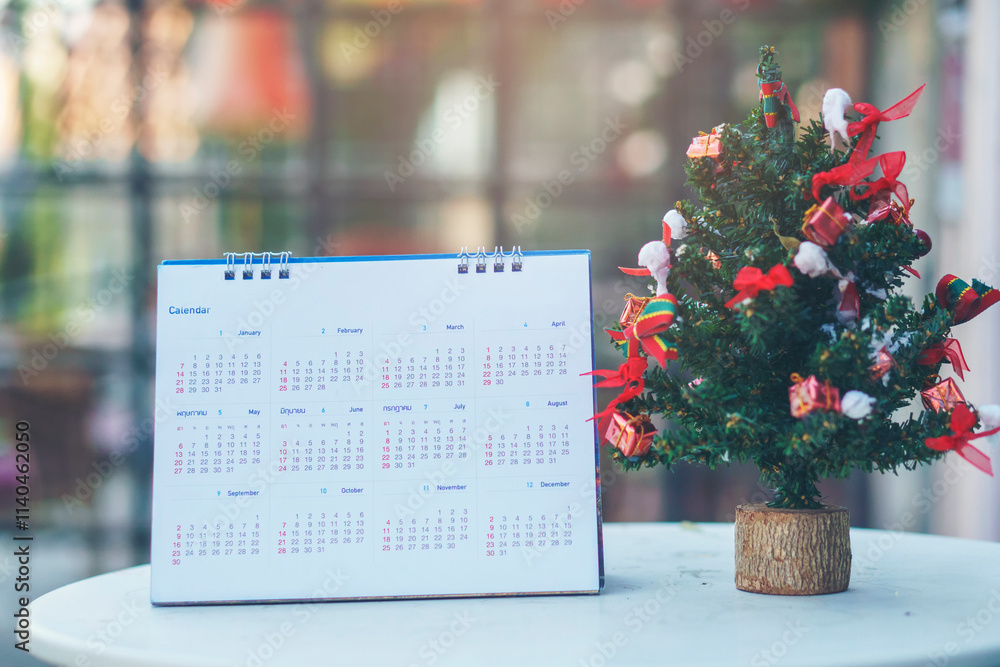 Yearly Calendar desk placed on business table. 2025 Desktop Calender ...