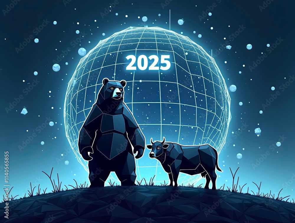 2025 Bear and Bull Market Prediction Stock Illustration | Adobe Stock