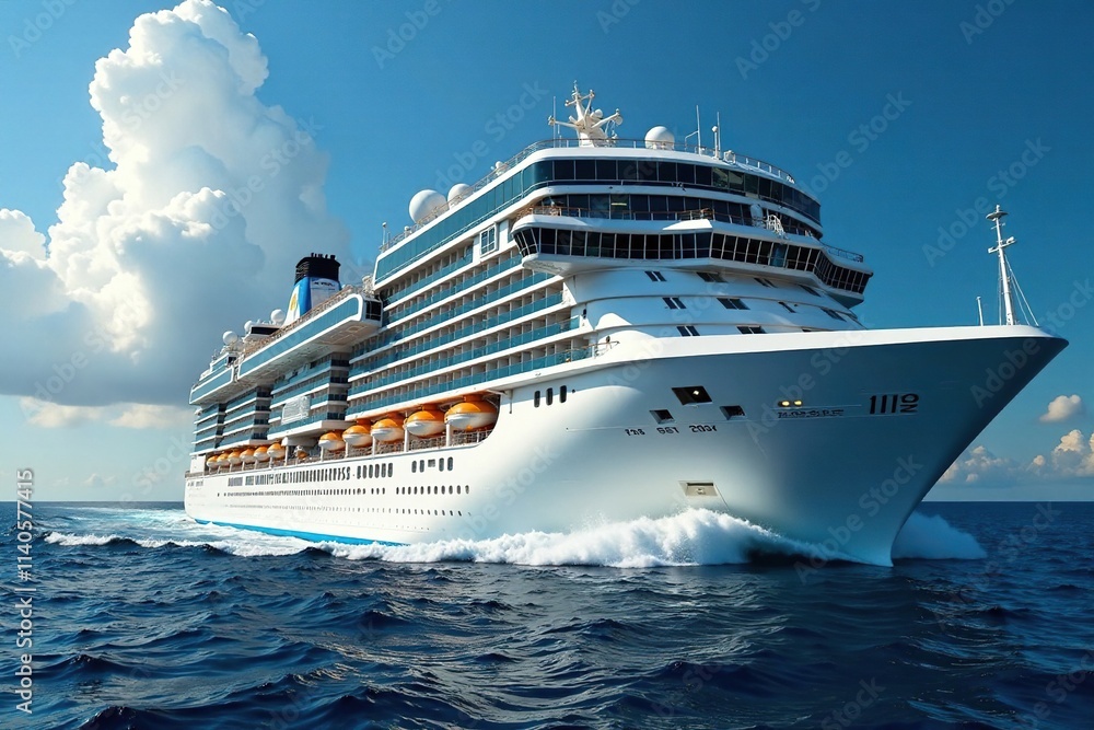 Cruise ship's massive thrusters and azimuth propulsion, ship parts ...