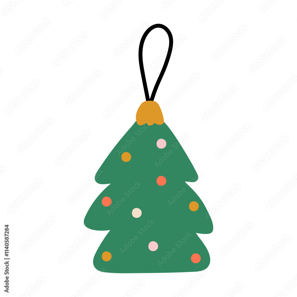 Cute Christmas bauble isolated on a white background. Vector hand-drawn ...