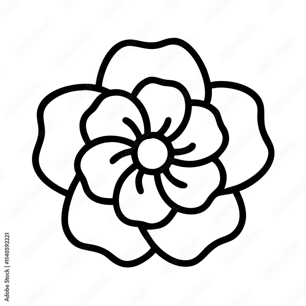 begonia icon, flower line art, flower icon - Minimalistic black outline ...