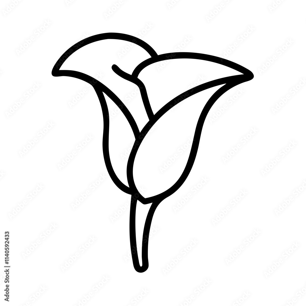 calla lily icon, flower line art, flower icon - Minimalistic black ...