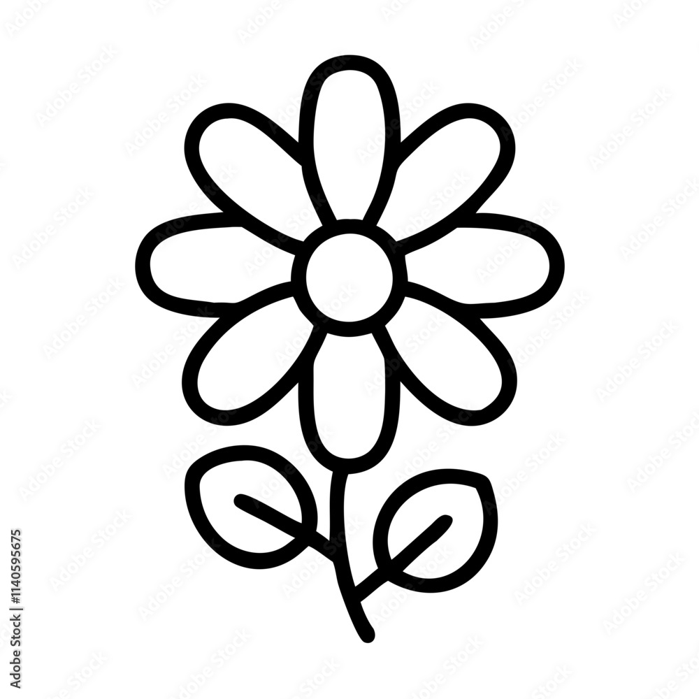 daisy icon, flower line art, flower icon - Minimalistic black outline ...