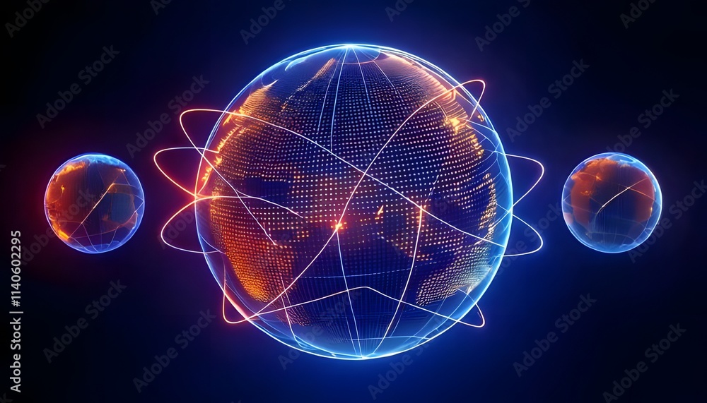 night earth global virtual internet world connection of metaverse ...