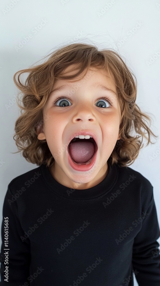 Pure joy and excitement captured in an expressive portrait against ...