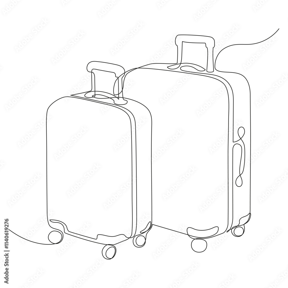 Two suitcases vector illustration. Travel suitcase in continuous line ...