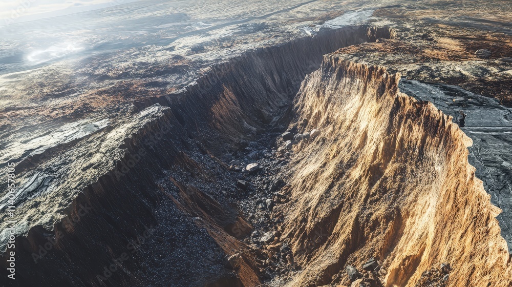 dramatic visual of a massive earthquake resulting from crustal ...