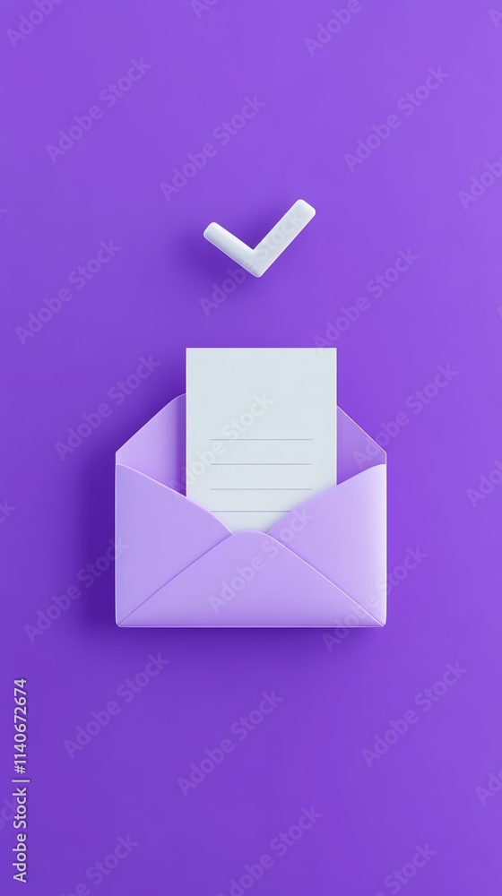 Newsletter subscription confirmed: open envelope with check mark symbol ...