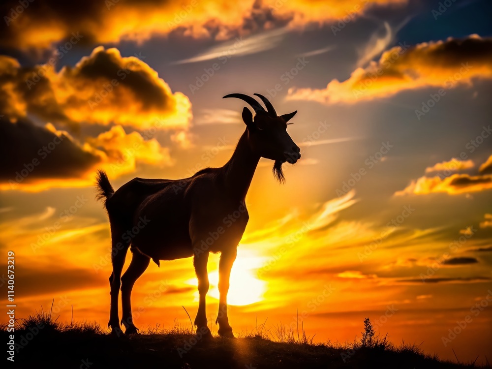 Silhouette Goat Meat, Butcher Shop, Farm Animal, Dusk, Shadow ...