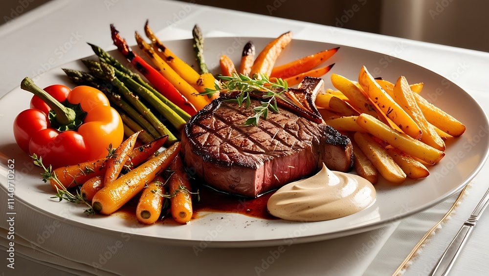 This vibrant and professionally styled food still life showcases a ...