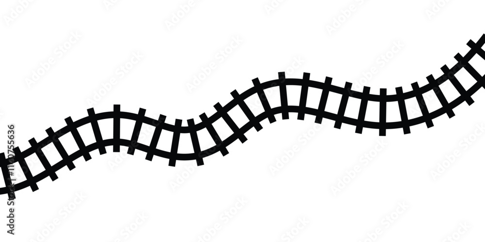 Railway train track vector route. Train track elements. Rail road map ...
