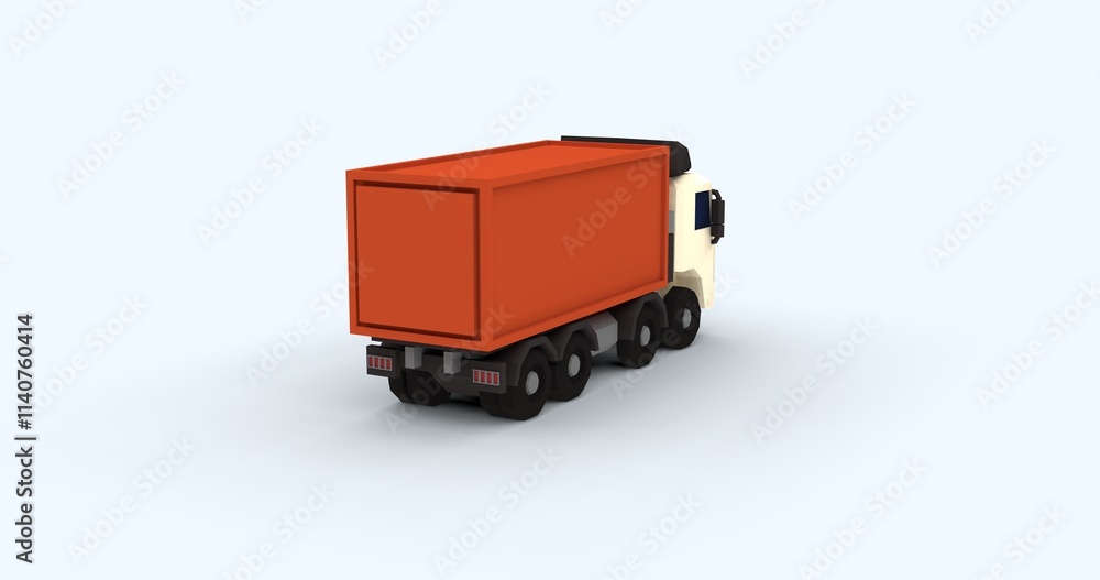 Stylized 3D render container cargo truck low poly design with cartoon ...