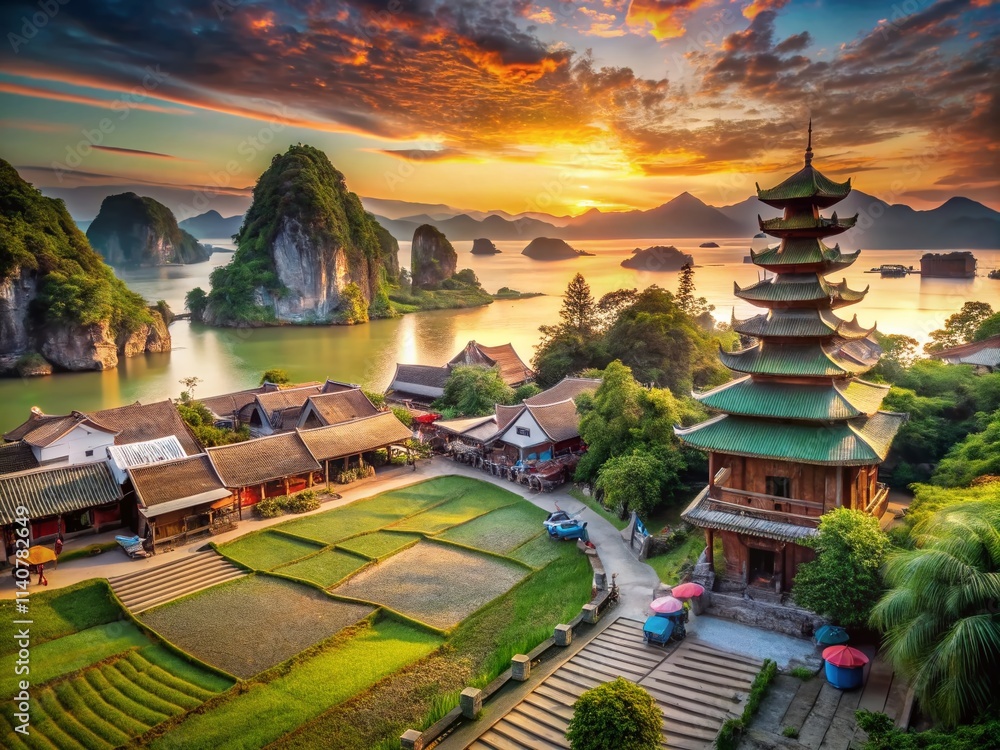 Vietnam Travel Landmarks: Stunning Portrait Photography Set Stock ...